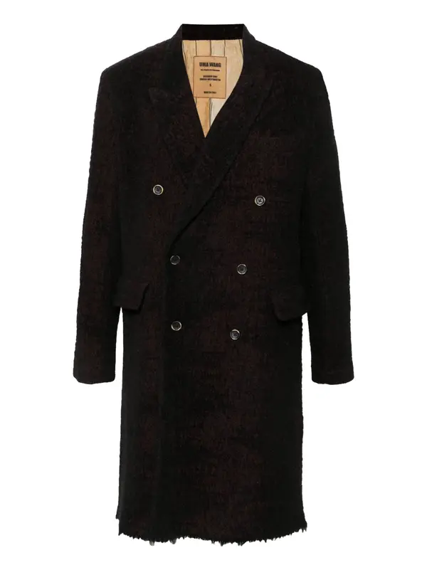 UMA WANG Frayed Mid-length Coat - Black