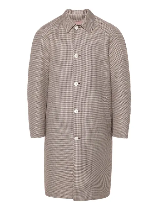 Marni Houndstooth-print Coat - Brown