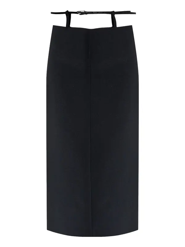 Attico Belted Midi Skirt - Black
