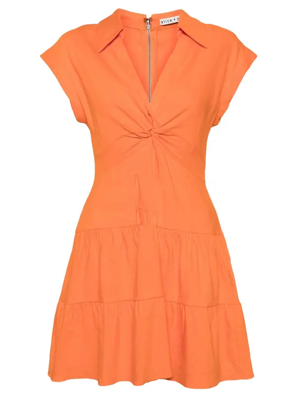 Alice + Olivia Mila Linen-blend Dress - Orange