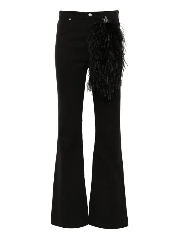 LOULOU Feather-detail Flared Jeans - Black