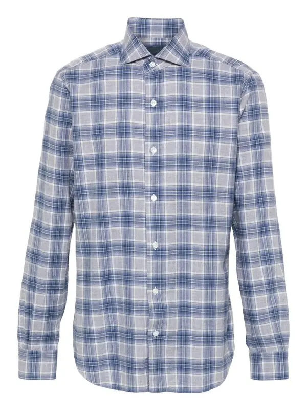 BARBA NAPOLI Checked Shirt - Blue