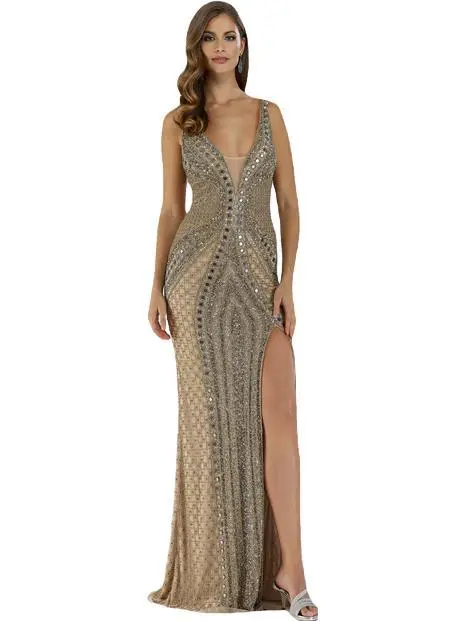 LARA NEW YORK Embellished Long Dress - Nude
