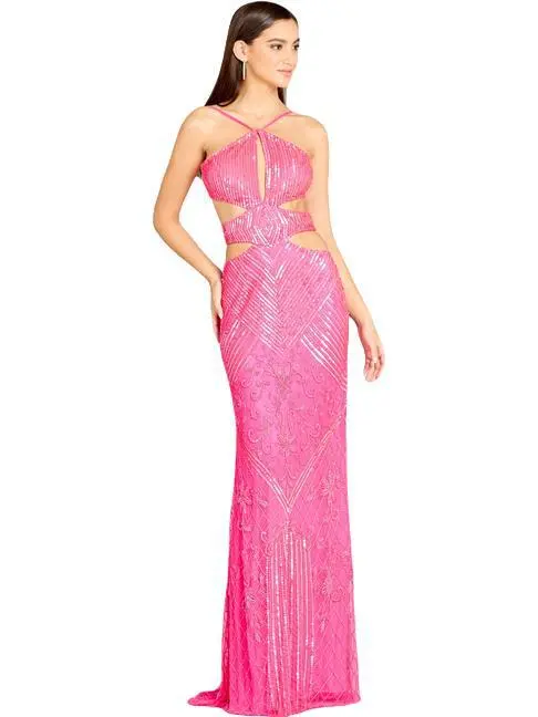 LARA NEW YORK Bel & Genesis Halterneck Gown - Hotpink
