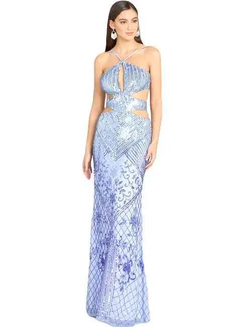 LARA NEW YORK Bel & Genesis Halterneck Gown - Periwinkle