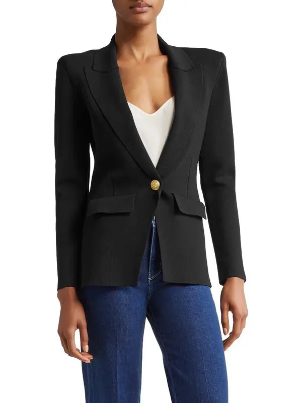 L'Agence Chamberlain Knit Blazer - Black/gold