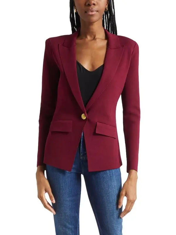 L'Agence Chamberlain Knit Blazer - Dark Port/gold