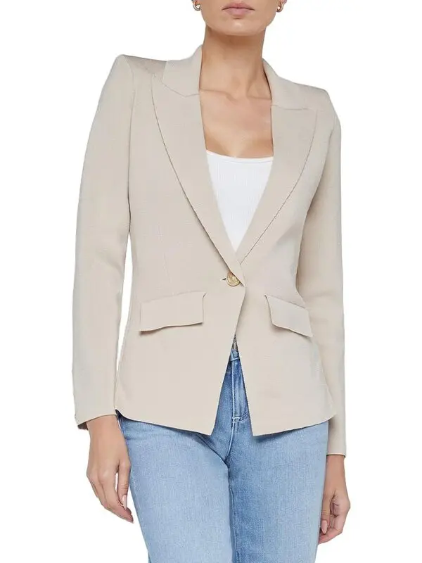 L'Agence Chamberlain Knit Blazer - Ivory/gold
