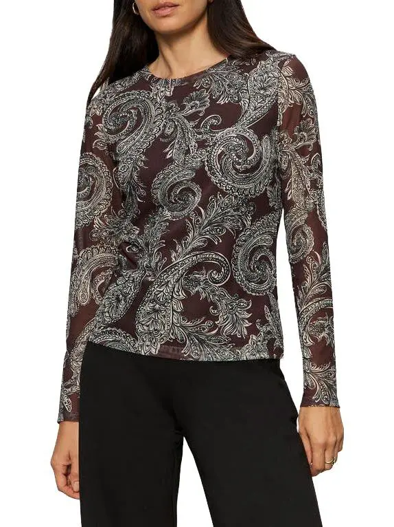 Sanctuary Floral Print Mesh Top - Mineral Paisley