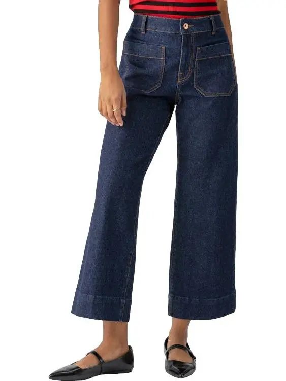 Sanctuary Marine Patch Pocket Cropped Wide Leg Jeans - Magnetic