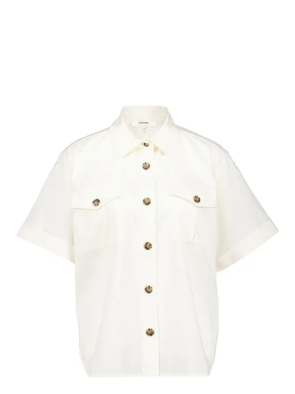 FRAME Patch-pocket Cotton Shirt - Neutrals