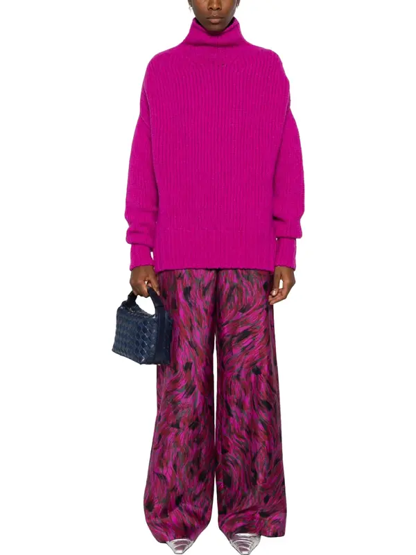 LANVIN Brush Stroke-printed Trousers - Pink