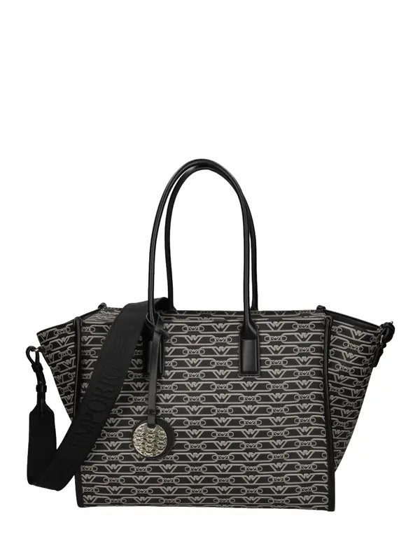 Emporio Armani Jacquard Logo Motif Tote Bag - Black