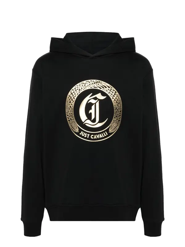 Just Cavalli Logo-appliqué Hoodie - Black
