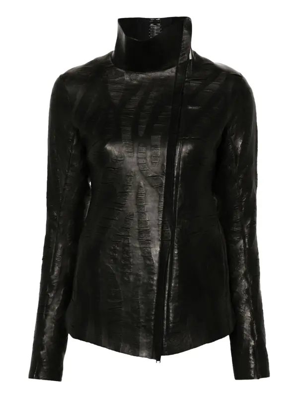 ISAAC SELLAM EXPERIENCE Metallic-detail Leather Jacket - Black