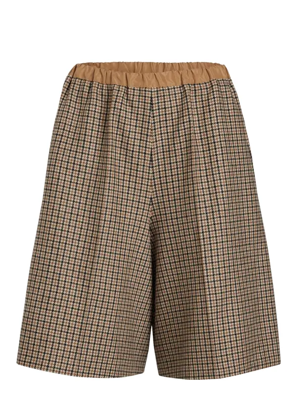 Patou Houndstooth Longline Shorts - Brown