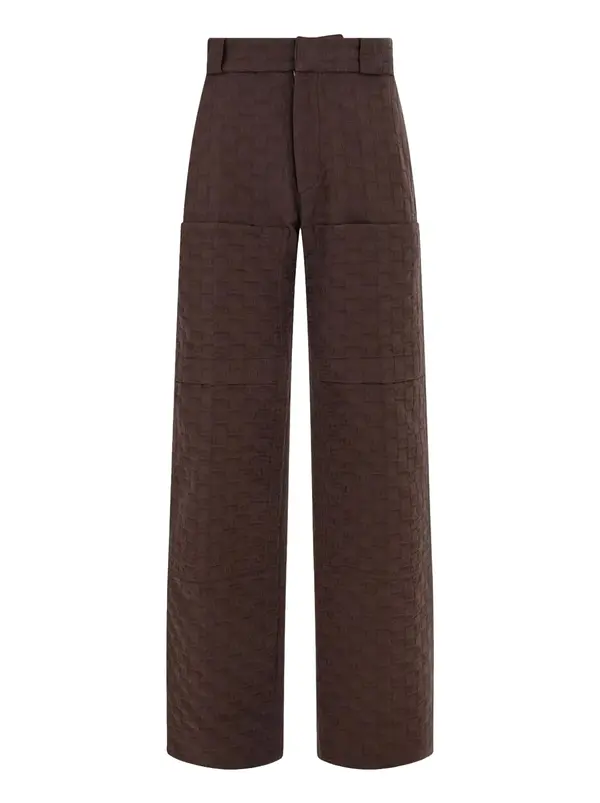 FERRAGAMO Monogram-print Cotton Trousers - Brown