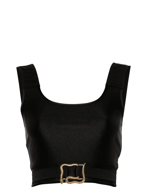 Just Cavalli Logo-straps Crop Top - Black