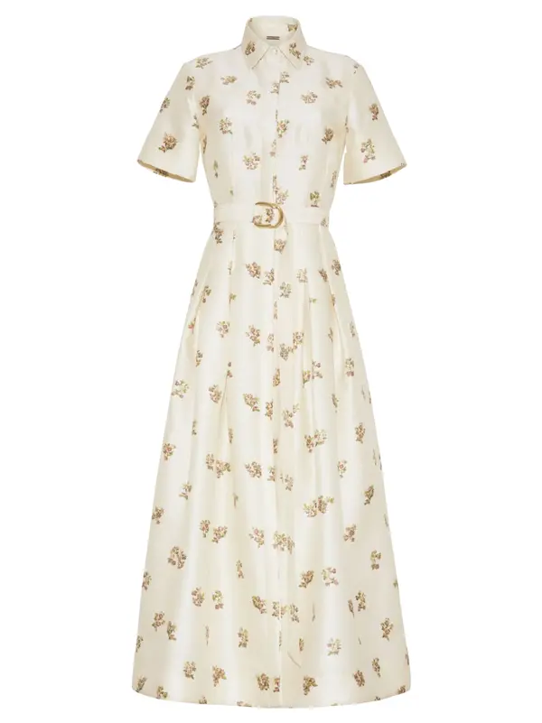 Adam Lippes Leighton Floral Print Dress - Neutrals