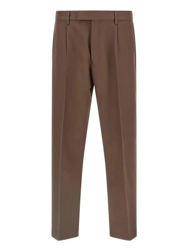 Zegna Wool-cotton Blend Pleated Trousers - Brown