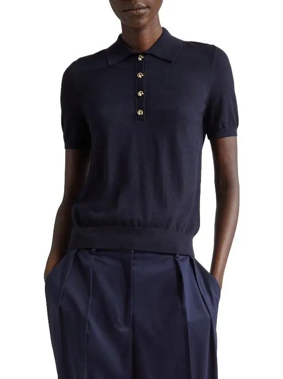 Altuzarra Nemo Merino Wool-blend Polo Sweater - Navy