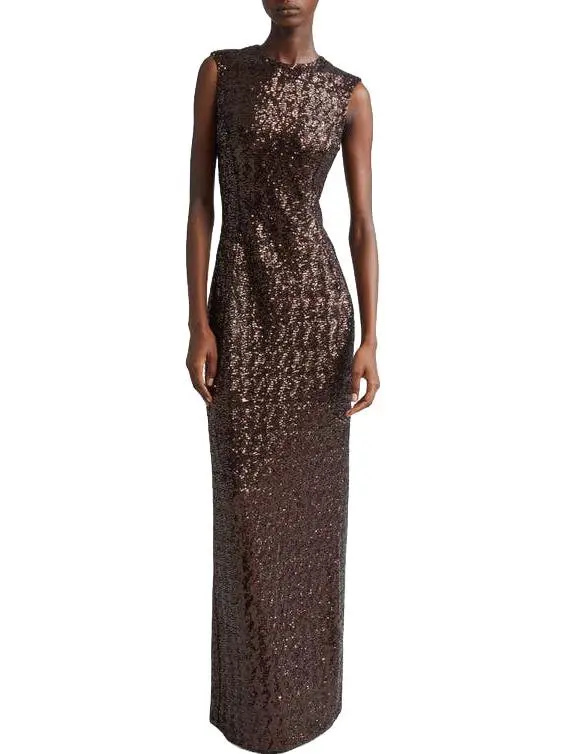 Michael Kors Sequin Column Gown - Chocolate