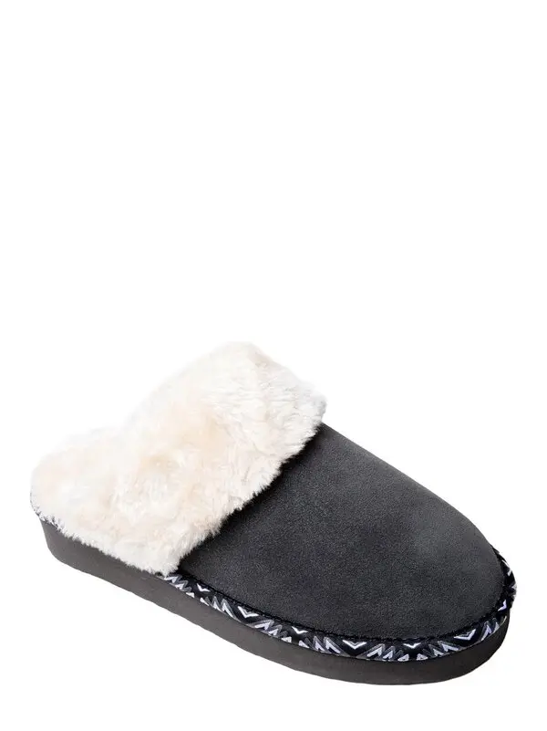 Minnetonka Cerise Faux-fur Lined Slipper - Charcoal