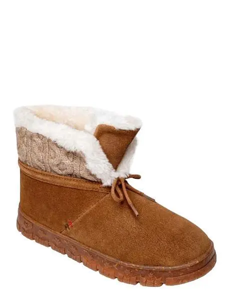 Minnetonka Norean Faux-fur Lined Slipper Bootie - Tan