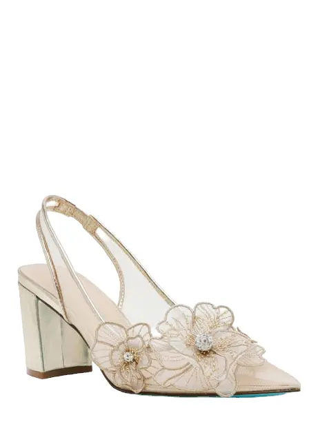 Betsey Johnson Petra Embellished Slingback Pumps - Gold