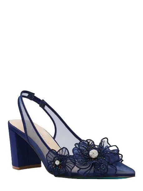 Betsey Johnson Petra Embellished Slingback Pumps - Navy