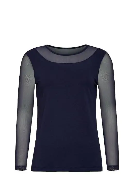 Anatomie Kim Mesh-sleeve Top - Navy