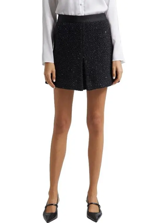 Emporio Armani Metallic Tweed Miniskirt - Solid Black