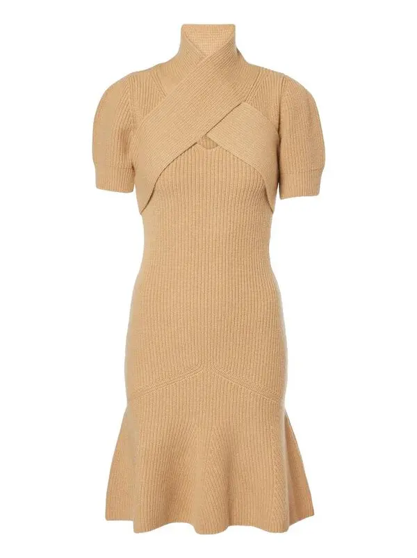 Patou Wool And Cashmere Minidress - Beige