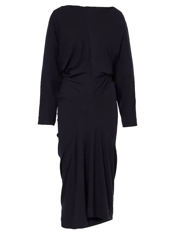 Dries Van Noten Draped Jersey Midi Dress - Blue
