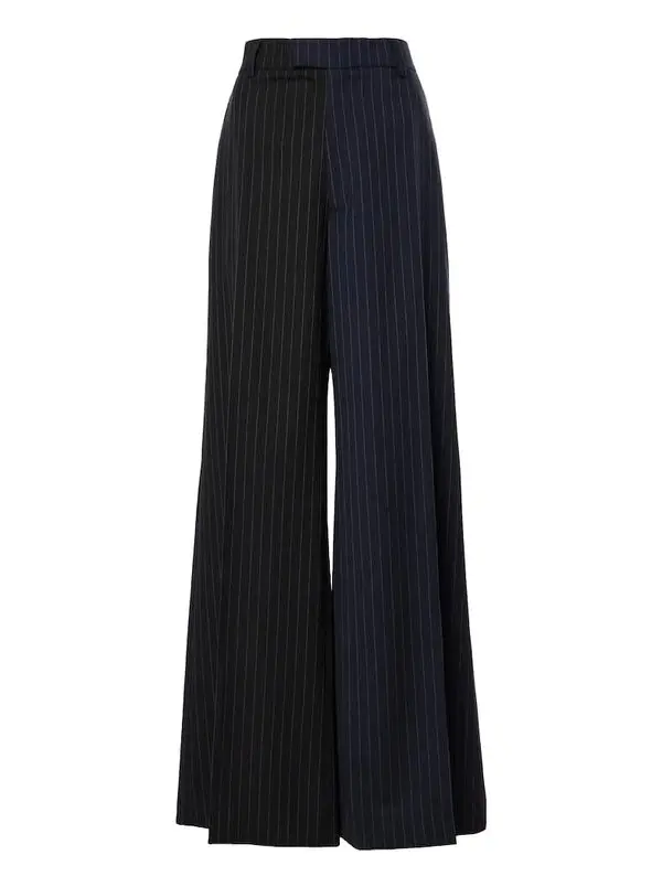 Vetements Pinstripe Wool Wide-leg Pants - Black