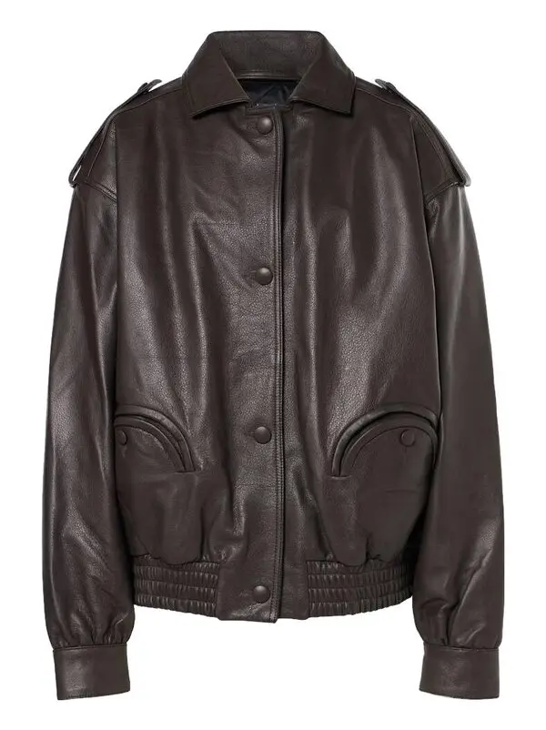 BLAZÉ MILANO Charlie Leather Bomber Jacket - Brown