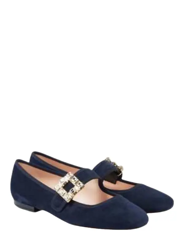 ROGER VIVIER Très Vivier Suede Mary Jane Flats - Blue