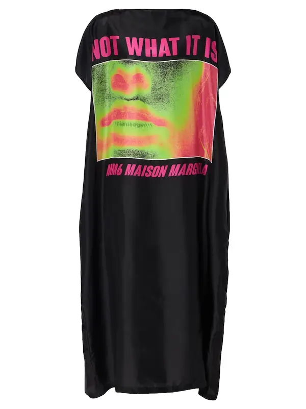MAISON MARGIELA Printed Silk Maxi Dress - Black