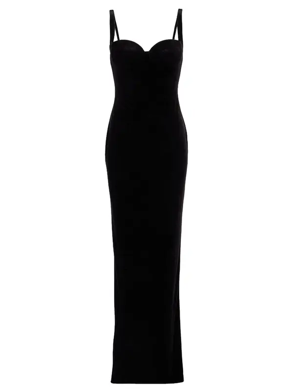 Balenciaga Velvet Jersey Bustier Gown - Black