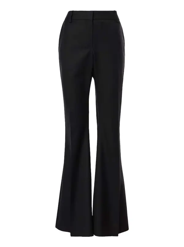 Nina Ricci Wool Gabardine Flared Trousers - Black