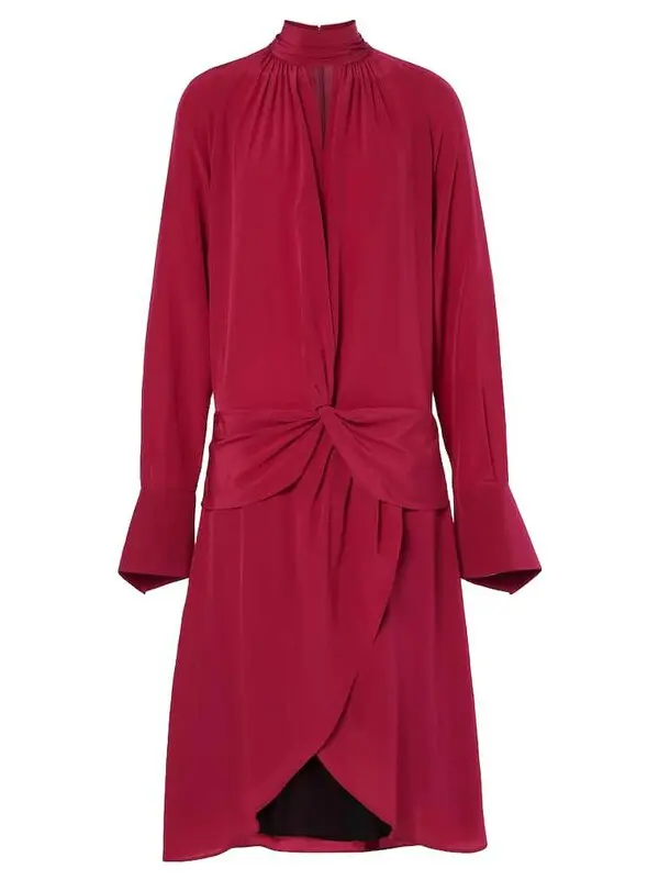 Nina Ricci Gathered Silk Crêpe Midi Dress - Burgundy