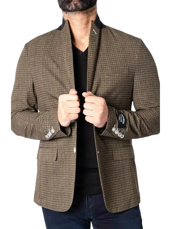 MACEOO Descartes Unconstructed Check Vortex Blazer - Brown