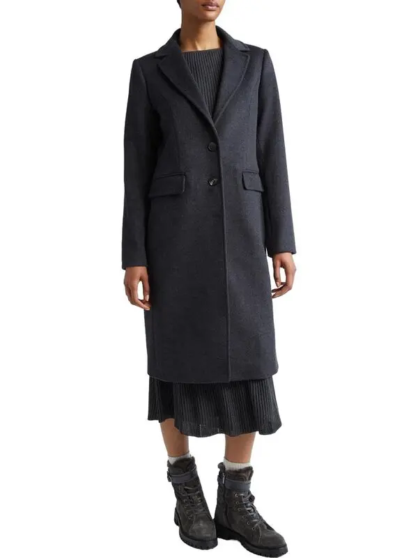 Eleventy Virgin Wool Long Coat - Carbon