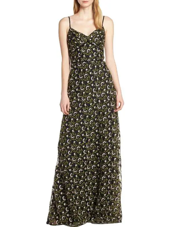 Jill Jill Stuart Floral Embroidered Lace Maxi Dress - Black Multi