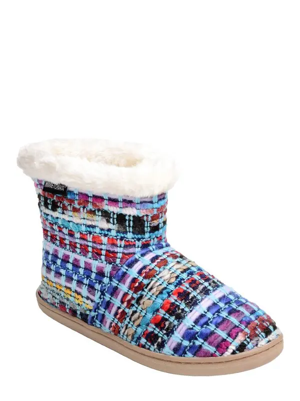 Minnetonka Betty Faux-fur Lined Slipper Bootie - Turquoise Multi