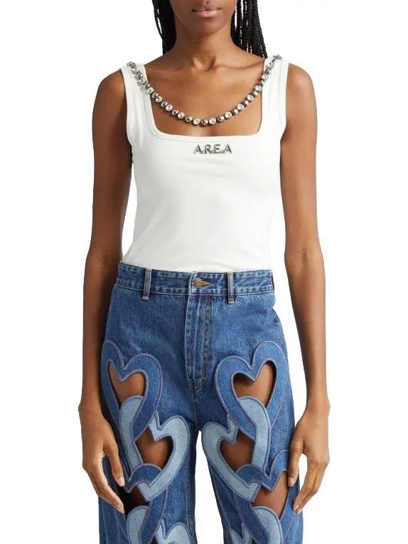 AREA Nameplate Tank Top - Whipped White