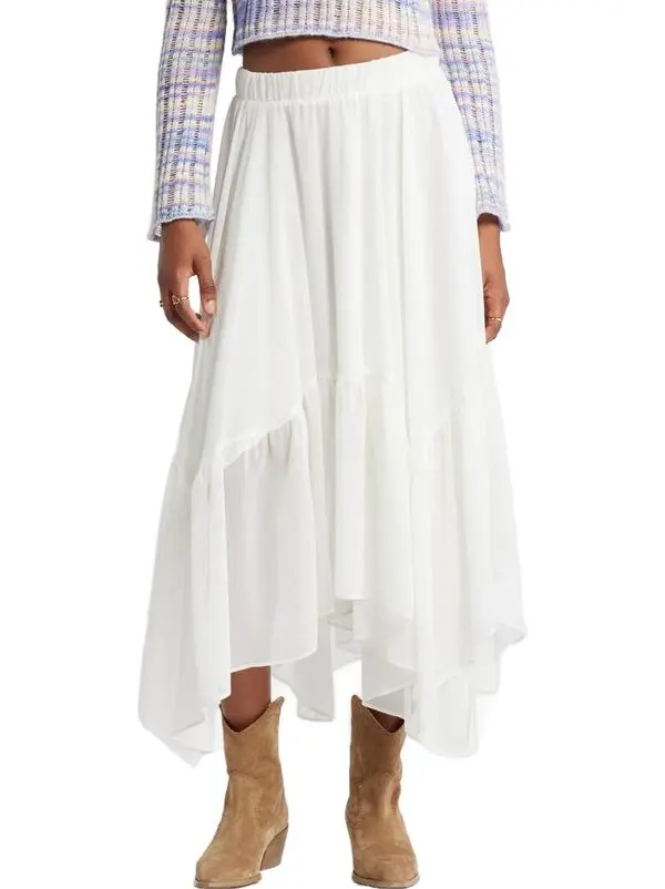 Bp. Ruffle Trim Maxi Skirt - White Blanc