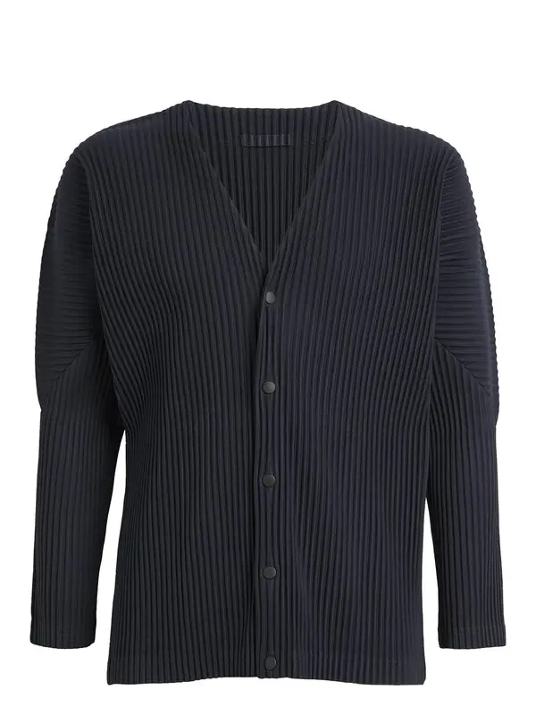 Issey Miyake Basics Pleated Cardigan - Navy