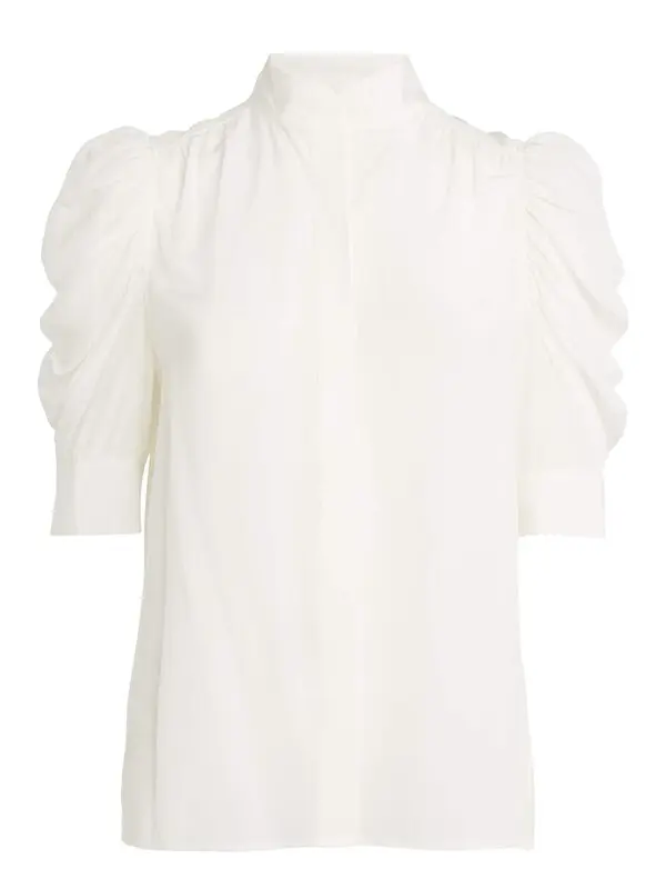 FRAME Silk Gillian Blouse - White