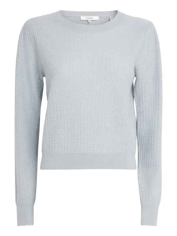 FRAME Cashmere Pointelle Knit Sweater - Blue